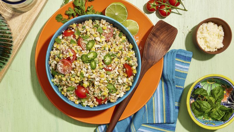 Easy Vegetarian Mexican Street Corn & Farro Salad | Mezco Foods