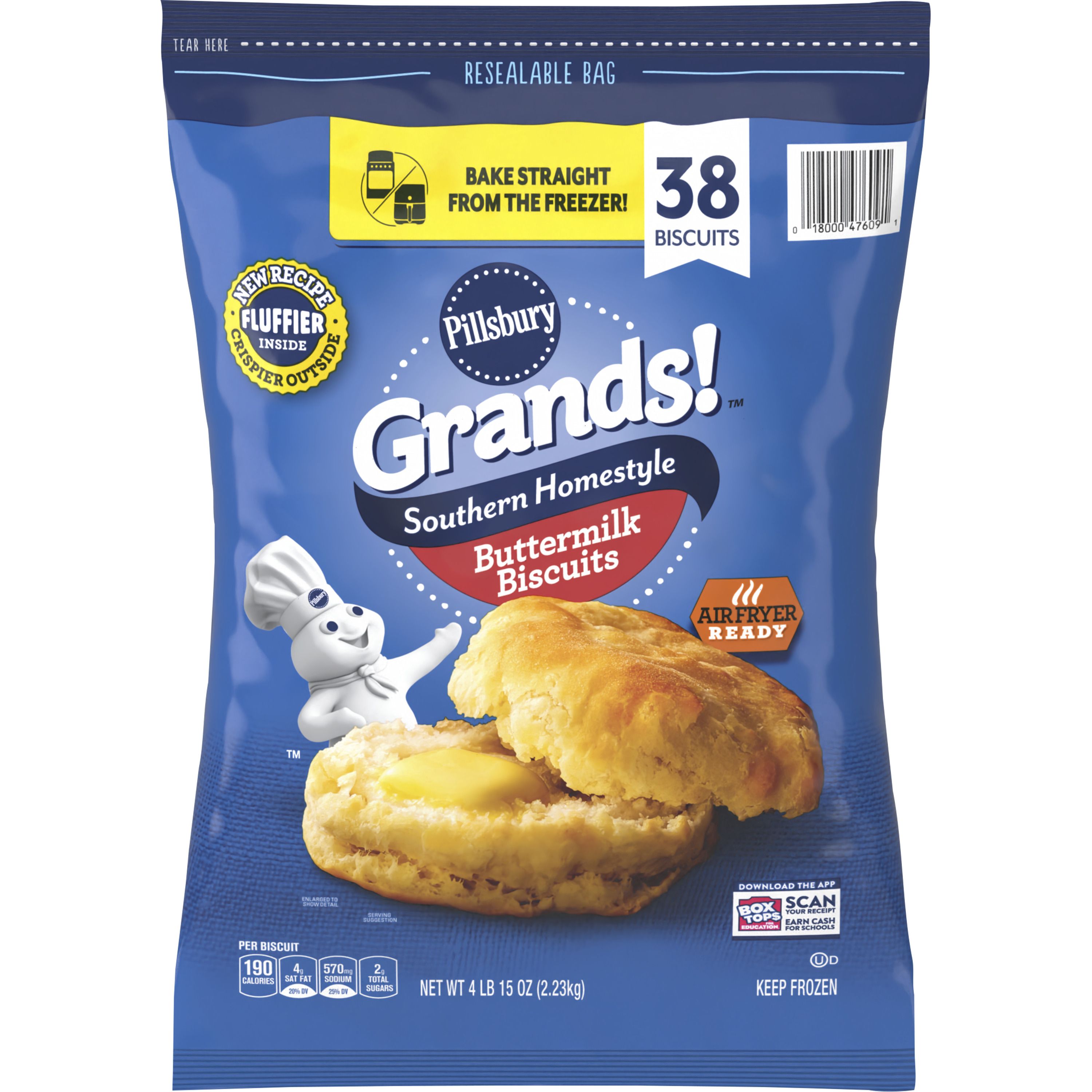Pillsbury Grands! Southern Homestyle Frozen Biscuits, Buttermilk, 38 ct ...