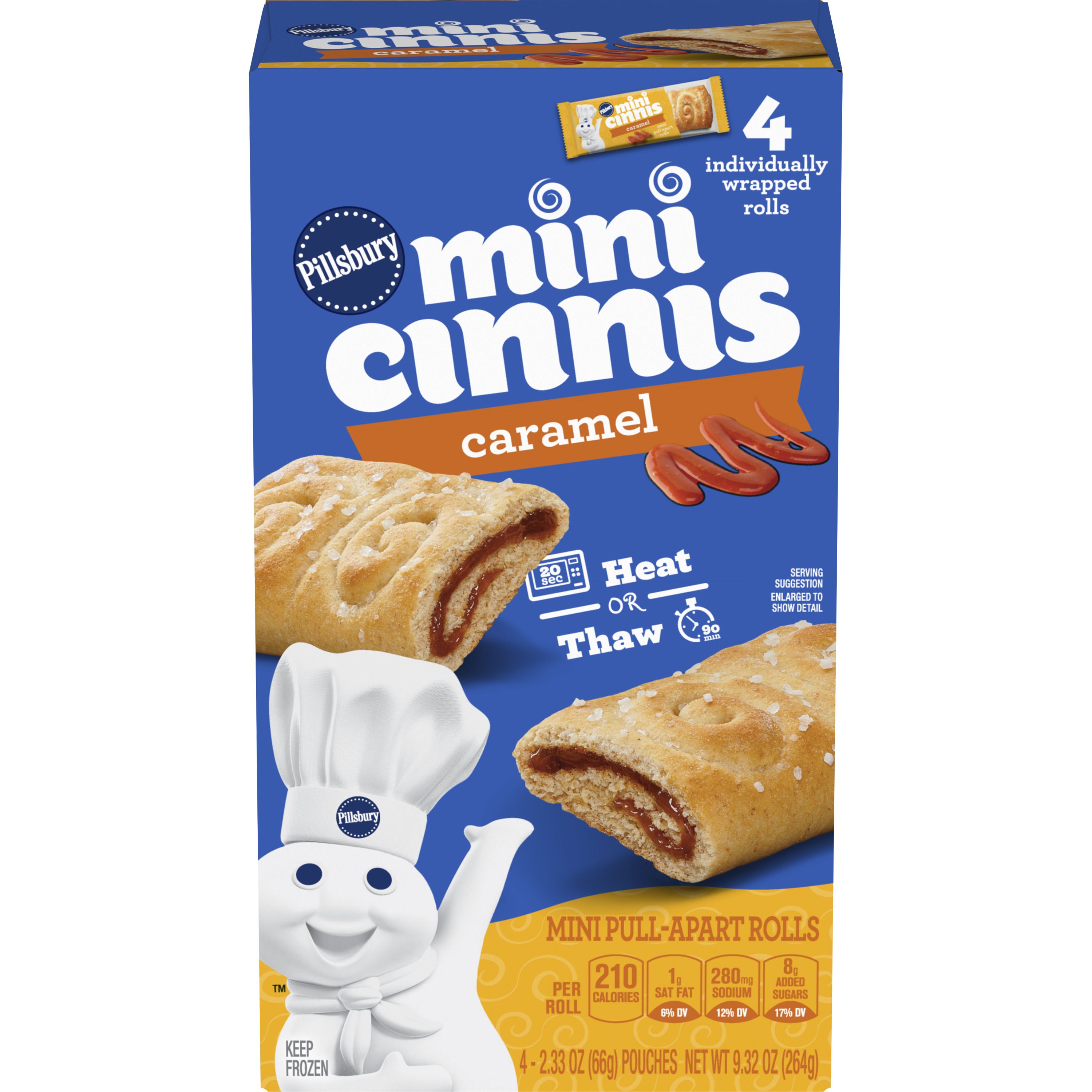Pillsbury Mini Cinnis, Pull-Apart Caramel Rolls, 4 Rolls, 9.32 oz ...